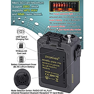 ZHIWHIS Bluetooth Speakers, Portable Radio with Sleep Timer, Weather AM FM Shortwave Radios with Best Sound, Retro Analog Tuner with Preset, Rechargeable MP3 Player Support MicroSD Card