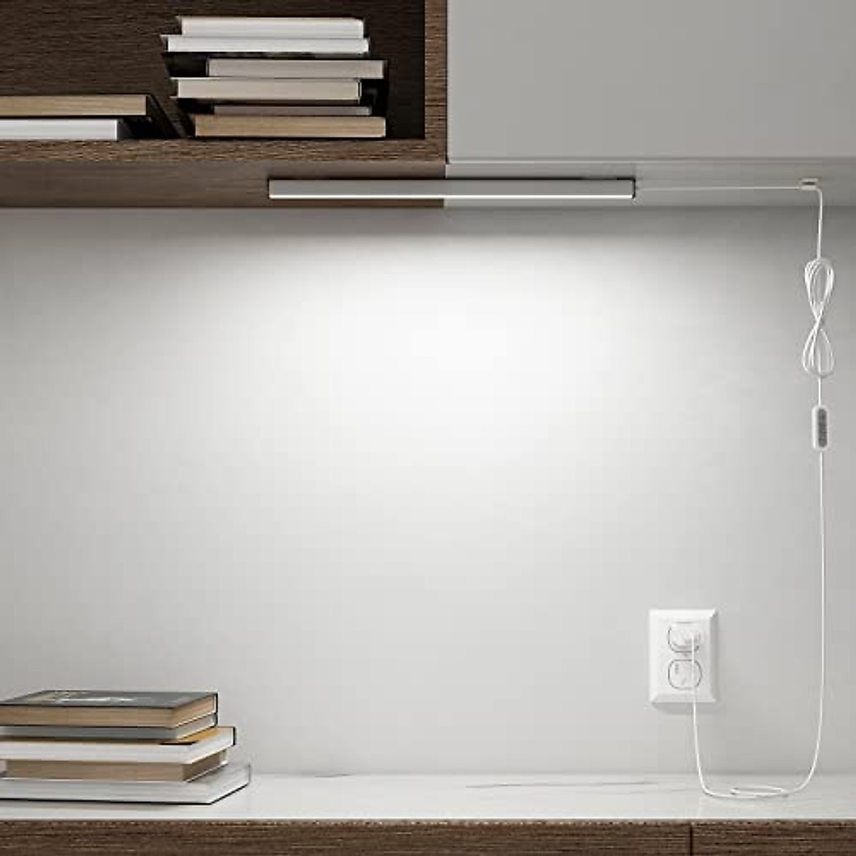 ASOKO LED Under Cabinet Lighting USB Plug-in, Dimmable, 3 Color Changing(2700K, 4000K,6000K), 14.5 in, Under Counter Lights for Kitchen, Shelf, Cupboard, Under Desk Light, Monitor USB Light Bar