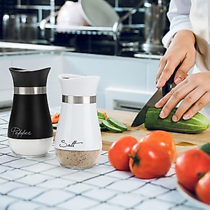 Accmor Salt and Pepper Shakers Set, 4 oz Stainless Steel Salt Pepper Shaker Containers with Glass Bottom for Kitchen Cooking, BBQ, Bar, Table, RV, Camp