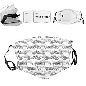 SARNFANS Motorcycle Face Mask Balaclava Windproof Men'S Women'S,Classic Motorcycles,Dustproof Mouth Cover With Filter Pocket Adjustable Elastic Strap,White Black