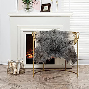 AbunHeri Reindeer Hide Rug 3 ft x 2 ft Deer Hide Rug Deer Rug Animal Skin Rugs for Bedroom Living Room Nursery Grey