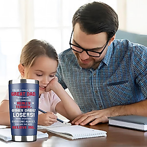 XWLAI Father's Day Papa Gifts from Daughter, Son, Kids - Dad Gifts from Daughter, Son on Fathers Day, Christmas, Birthday, Best Dad Ever Tumbler 20Oz, Stainless Steel Tumbler