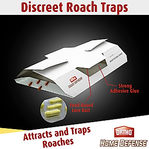 Ortho Home Defense Roach Trap with Bait Tablets, Cockroach Killer, Baited Glue Traps, Roach Traps, High Catch Rate, Roach Killer Indoor Infestation for Homes & More, 15 Traps (3 Pack)…