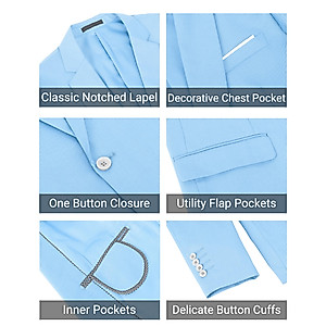 Men's Suit Jacket One Button Slim Fit Sport Coat Business Daily Blazer X-Large Light Blue