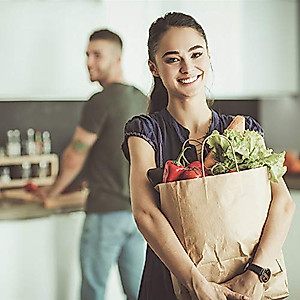 BagDream Paper Bags 13x7x17 50Pcs Gift Bags, Party Bags, Shopping Bags, Retail Bags, Merchandise Bags, Recycled Brown Kraft Paper Bags with Handles Bulk