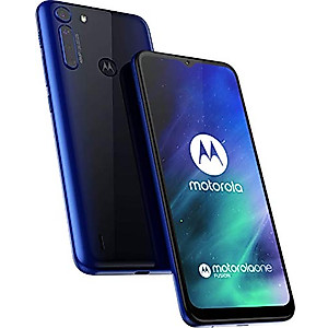 Motorola One Fusion (128GB, 4GB) 6.5", 48MP Quad Camera, 5000mAh Battery, Dual SIM GSM Unlocked Global 4G LTE (T-Mobile, AT&T, Metro) International Model XT2073 (Ocean Blue)