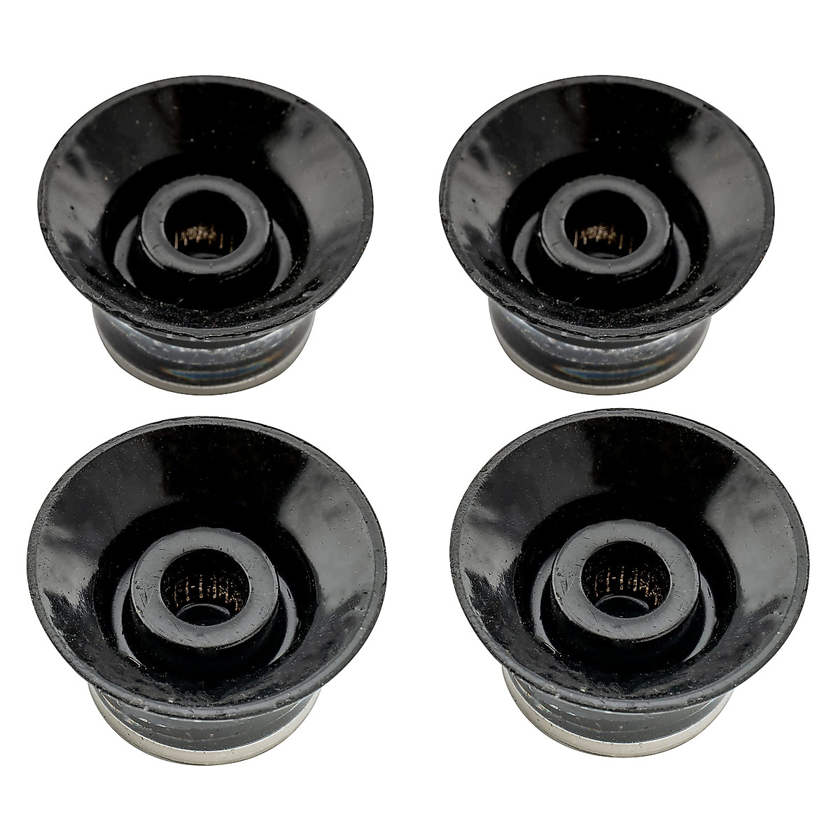 Musiclily Pro Metric Size Guitar Reflector Knobs Top Hat Bell 2 Volume 2 Tone Knob Set for Epiphone Les Paul SG Electric Guitar Asia Import Guitar Bass Split Shaft Pots, Black with Gold Top