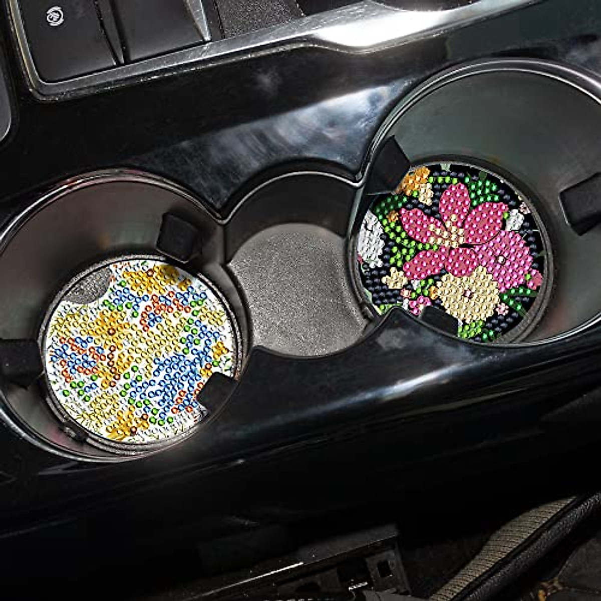 8 Pcs Diamond Painting Coasters, Flowers Diamond Art Car Coasters for Cup Holder, 2.8 Inches Flowers Diamond Art Coasters for Drinks, Small Diamond Painting Kits Supplies, DIY Crafts for Adults Kids