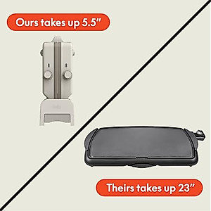 Bella 10"x 20" Ceramic Fold-n-Store Dual Temp Griddle, Fits-anywhere Kitchenware, EverGood Ceramic Nonstick Coating, 2 Temperature Zones up to 400°F​, Dishwasher Safe Drip Tray, 1500 Watt, Oatmilk