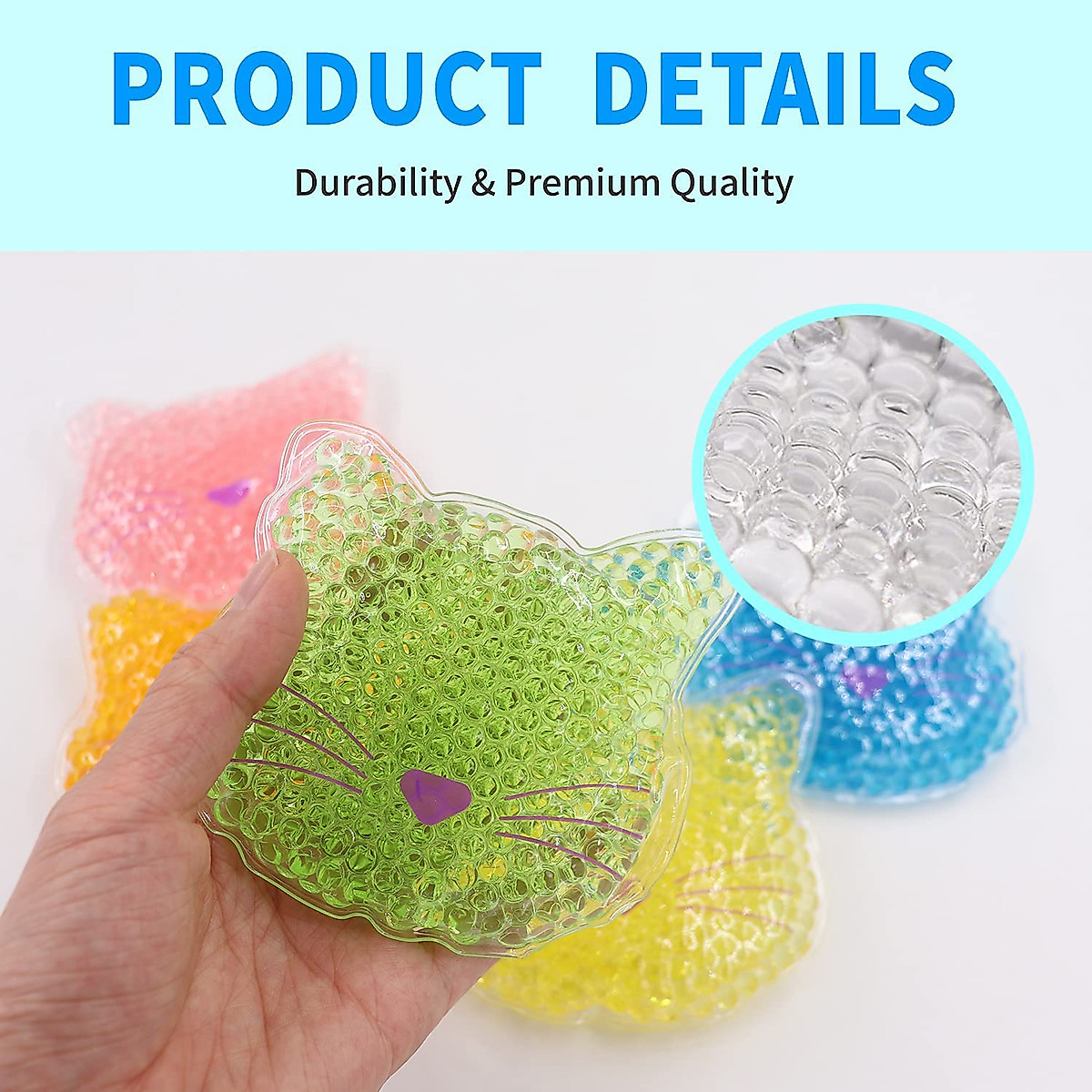 HI FINE CARE 5 Pcs Boo Boo Ice Pack, Kid Reusable Ice Pack, Auxiliary Fever Reduction, Hot Cold Pack for Kids Injuries, Wisdom Teeth, Baby Colic, Gas and Upset Stomach, Pain Relief, Fever, Headaches