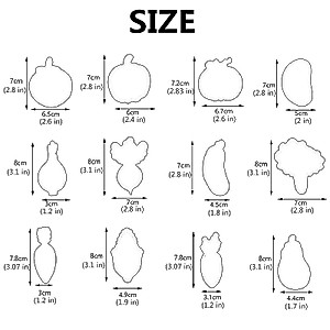 Vegetable Shaped Cookie Cutters of 12 pcs, Stainless Steel Veggie Fondant Cutters Set Pastry Biscuit Baking Clay DIY Molds