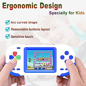 Douddy Retro Handheld Game Console for Kids 4-12 with Build in 218 Puzzle Leisure Video Games Rechargeable 3.0'' Screen Electronics Gaming Player Toys Birthday Gift for Boys Girls (Blue)