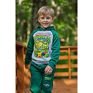 Teenage Mutant Ninja Turtles Michelangelo Raphael Leonardo Big Boys Fleece Pullover Hoodie Pants Gray/Green 14-16