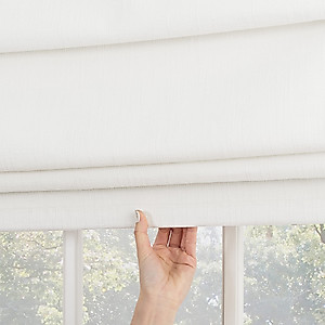 Sun Zero Seraphina Textured Total Blackout Cordless Roman Shade, 33" x 64", White