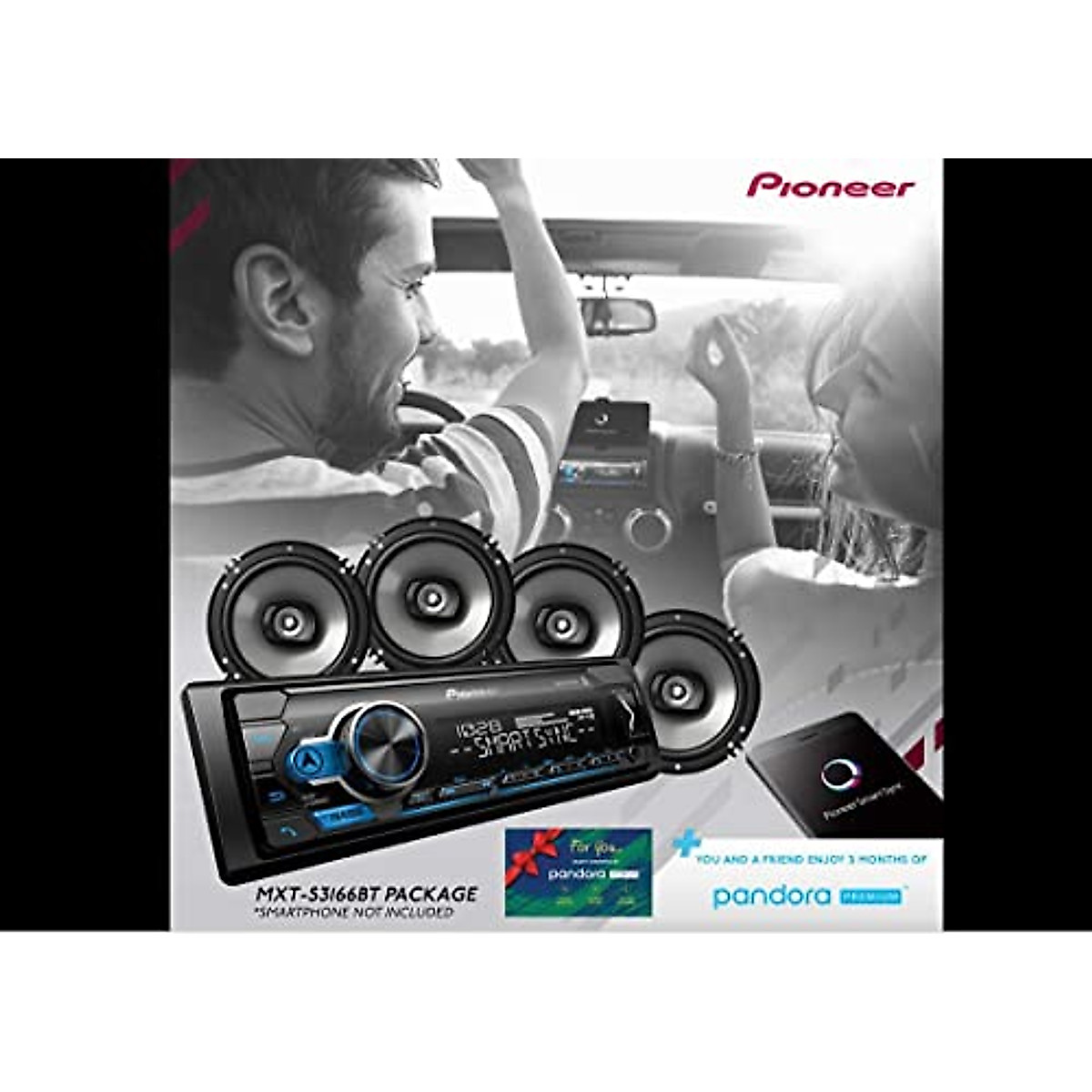 Pioneer MXT- S3166BT Digital Media Receiver + (4) 6.5" 2 Way Speaker Bundle with Pandora Premium Trial