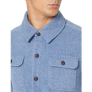 Amazon Essentials Men's Long-Sleeve Polar Fleece Shirt Jacket, Indigo Blue Heather, Medium