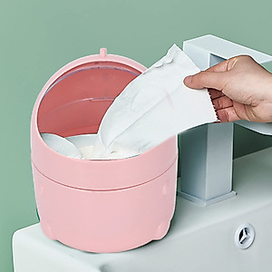 Aladeno Mini Desktop Trash Can Wastebaskets Cute Dinosaur Style Large Mouth Detachable Design Nonslip Bottom Plastic Mini Trash Can (Pink Baby Dinosaur)