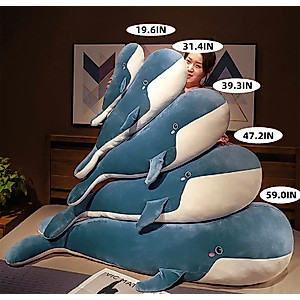 CHDGIOHA Whale Stuffed Animal - Large Stuffed Whale,Soft Whale Plush Body Pillow,Cute Plushies Whale Throw Pillows Birthday Gifts for Girls & Boys 47.2IN (Blue,X-Large)