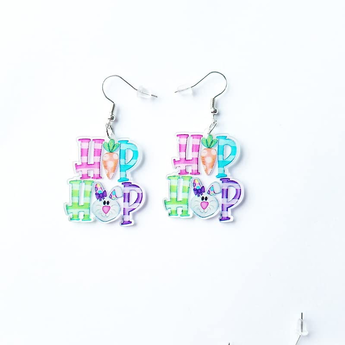 Pingyongchang Cute Easter Acrylic Earrings Set Easter Dinosaur Egg Bunny Drop Earrings Happy Easter Rabbit Dangle Earrings for Women Holiday Party Jewelry Gifts-Rabbit