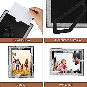 IZIDDO 5x7 Picture Frames Set of 2, Glitter Glass Photo Frame for Tabletop Display, Gift Picture Frame, Horizontally or Vertically