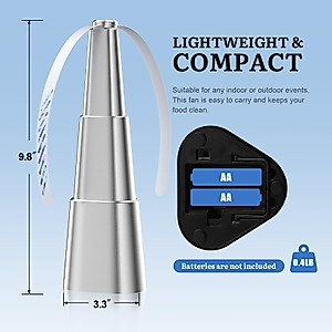 Grete Gotye 2 Pack Food Fans for Tables, Indoor Outdoor Food Fan, Portable Battery Powered Fan for Home Restaurant Party Picnic Patio (Silver)