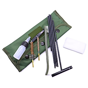 Cleaning Kit Set Cleaning Kits Portable Clean Kit Supplies for 5.56mm/ .223/ .22 Cal with Olive Green Bag