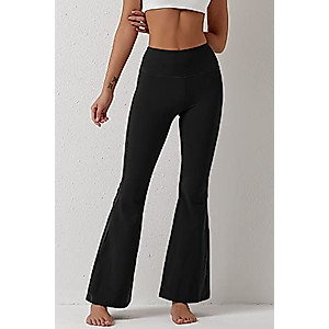 QINSEN Women's Flare Leggings High Waist Tummy Control Casual Workout Bootcut Yoga Pants Black L