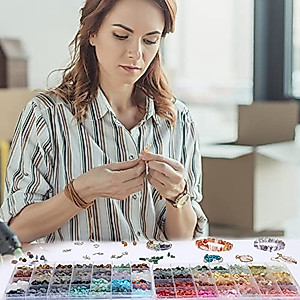 Quefe 1800pcs 56 Colors Crystal Beads, Ring Making Kit, Gemstone Chip Beads Irregular Natural Stone with Jewelry Making Supplies for DIY Craft Bracelet Necklace Earrings, Craft Gifts