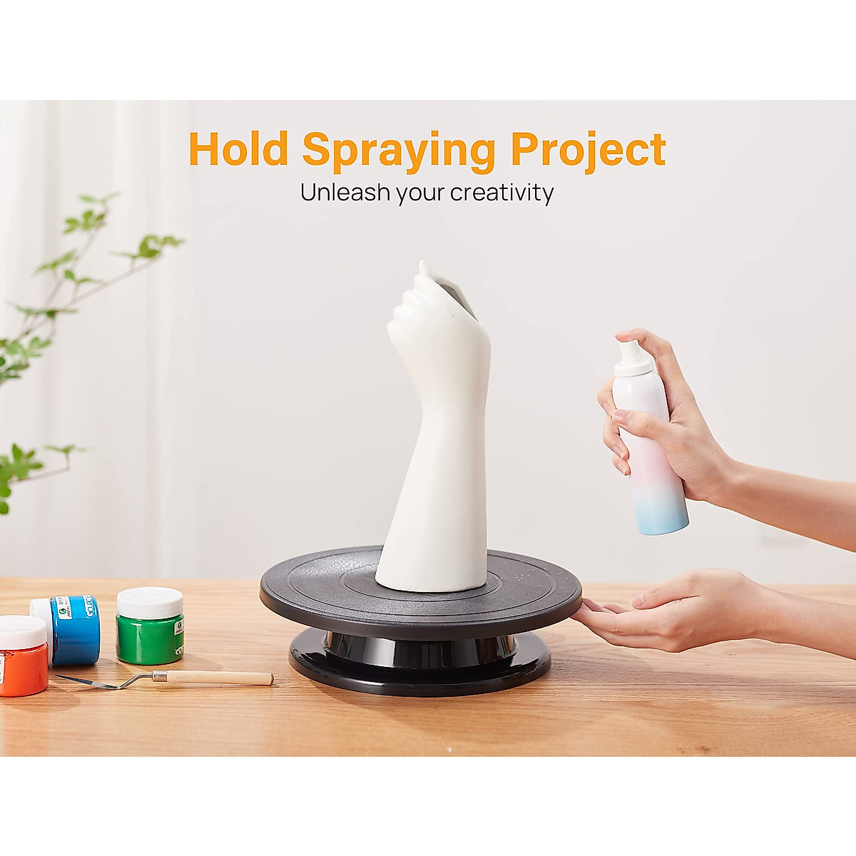 Kootek 11 Inch Rotate Turntable Sculpting Wheel Revolving Cake Turntable Black Painting Turn Table Lightweight Stand for Paint Spraying Spinner, Cake Decorating, Displaying Item