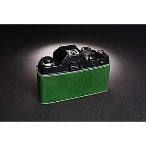 Contax RTS Case, BolinUS Handmade Genuine Real Leather Half Camera Case Bag Cover for Contax RTS/RTS II RTS2 Camera with Hand Strap (Green)
