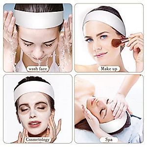 Sublaga 150 Count Disposable Headbands, White, Breathable Elastic Non-woven Fabric, Convenient for Facials, Esthetician Supplies, Salon, Day Spa, Hotel and Travel, Hairband for Women's Hair