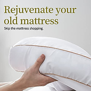 TopTopper Mattress Topper Queen Size, Cooling Mattress Pad Cover for Hot Sleepers, Extra Thick 5D Snow Down Alternative Overfilled Plush Pillow Top with 8-21 Inch Deep Pocket - 60"x80" White