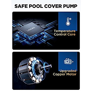 850GPH Ultra-quiet Water Pump, 75W Small Submersible Water Pump, Pool Cover Pump, Sump Pump for Pool Drainage With 16ft Drainage Hose, Upgraded 25ft Thicker Power Cable and 3 Detachable Adapters