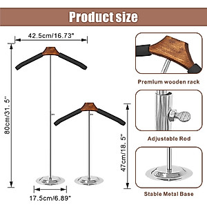 Eunika 2 Pack Adjustable T Shirt Display Flexible Shoulder Stand, Portable Metal Shirt Rack Display Stand Garment Coat Holder for Clothing Garment Coat Retail Vendor, Cloakroom,17-31.5 Inch