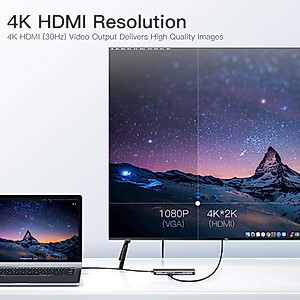 MSVII USB C Hub, 5 in 1 USB C Adapter with 4K HDMI, USB C to USB Power Delivery, 3 USB 3.0 Ports, PD Fast Charging for MacBook Air