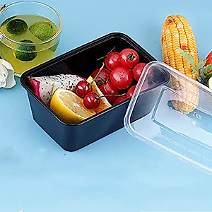 JMUSTTBO 50 Pack Food Storage Containers, Disposable Plastic Bento Lunch Boxes Meal Prep Containers with Lids for Microwavable Freezer Safe (750ml/25oz)