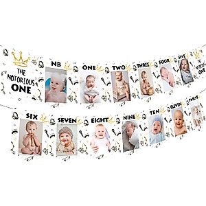 kreat4joy The Notorious One Birthday Decorations Photo Banner, 1st Birthday Baby Photo Banner for Newborn to 12 Months, the Big One Hip Hop 1st Birthday Banner for Baby Shower First Birthday Party