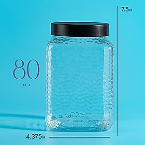 80oz Large Glass Kitchen Canister with Lid, Pantry & Countertop Organizing Storage Jar for Flour, Sugar, Coffee, Larger than Half Gallon Glass Container Set of 2 - Black Metal Lids