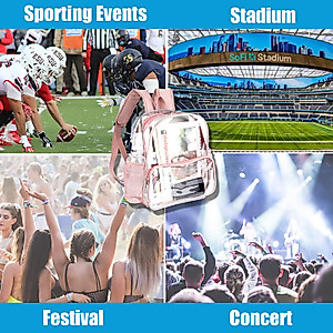 Small Clear Backpack Stadium Approved 12x12x6 Clear Mini Backpack for Girls Women ( Rose Gold )