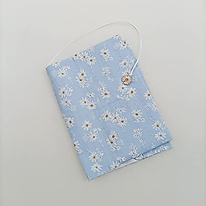 A5 Book Cover ( Chrysanthemums in Wathet ) Hard Book Sleeve Cover for Paperback,Journal,Diary,Novel,Washable Fabric,Fits Thickness Adjustable