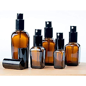 ericotry 3PCS 100ml Empty Refillable Square Amber Glass Cream Lotion Pump Bottles for Makeup Face Cream Facial Cleanser Toiletries Toner Liquid Travel Containers Emulsion Essential Oil Dispenser