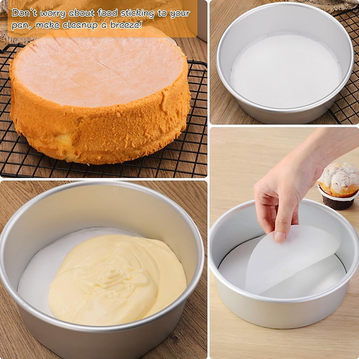 BYKITCHEN Parchment Paper Rounds, Set of 220, Non Stick 8 Inch Parchment Paper Sheet for Baking, Pre-cut Round Parchment Liners for Cake Pan, Tortilla Press, Quesadilla Maker, Springform Pan and More