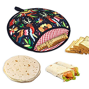 ZKOO Tortilla Warmer Pouch 12-Inch, Insulated Tortilla Holder -Microwavable Use Fabric Bag to Keep Food Warm.Ideal for Tortillas & Breads! (1, Black)