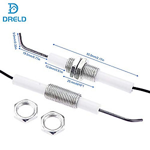 DRELD 11.82” Long Propane Push Button Piezo Spark Ignition, Piezo Igniter Kit with Threaded Ceramic Electrode Ignition Plug, Fit for Gas Fireplace, Oven, Kitchen, BBQ (Pack of 2)