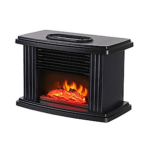 Atyhao Mini Electric Fireplace Tabletop Portable Heater Room Heater, Reali stic Flame Effect, ABS Body, Cozy (Black)
