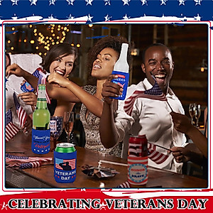 Veterans Day Gifts for Men 24 Pcs American Flag Bottle Cooler Sleeves Gifts for Veterans Collapsible Insulation Cover for Veterans Day Patriotic Home Office Table Party Decorations, 12 oz
