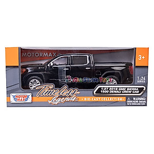 Motor Max 2019 GMC Sierra 1500 Denali Crew Cab Pickup Truck, Black 79362BK - 1/27 Scale Diecast Model Toy Car,unisex-children