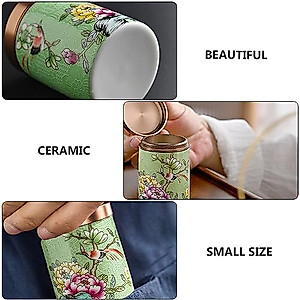 Cabilock Ceramic Tea Leaf Canister Airtight Tea Storage Jar Household Sealed Tea Storage Jar Food Storage Container for Loose Tea Coffee Bean Sugar Salt