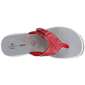 Clarks Women's Breeze Sea Flip-Flop, New Red Synthetic, 5