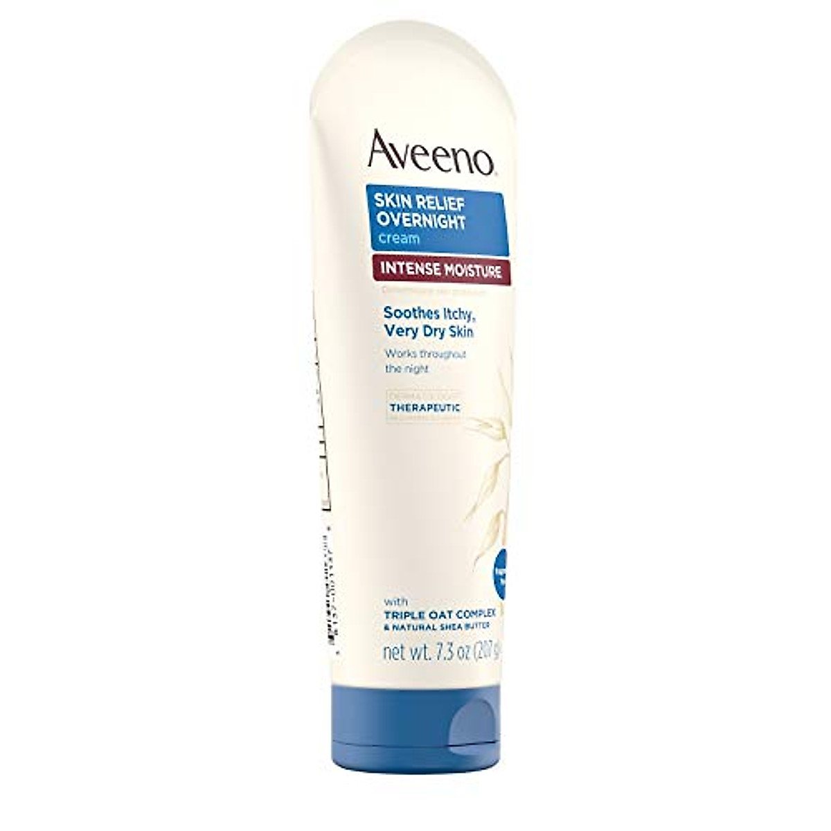 Aveeno Skin Relief Overnight Intense Moisture Cream with Triple Oat Complex & Natural Shea Butter, Therapeutic Dimethicone Skin Protectant for Dry Itchy Skin, Fragrance & Steroid-Free, 7.3 oz (3 Pack)